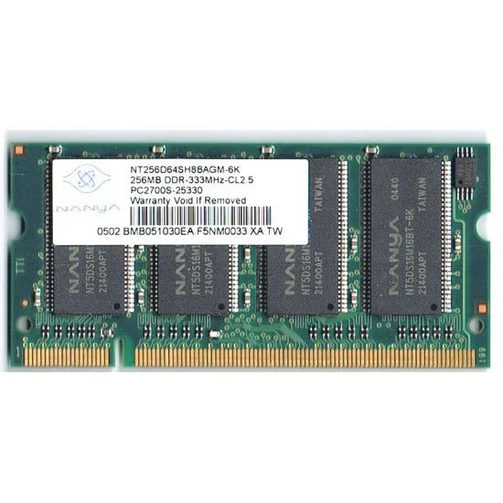 Modulo di memoria DDR SODIMM da 256MB 333mhz CL 2.5 PC2700 - NT256D64SH8BAGM-6K