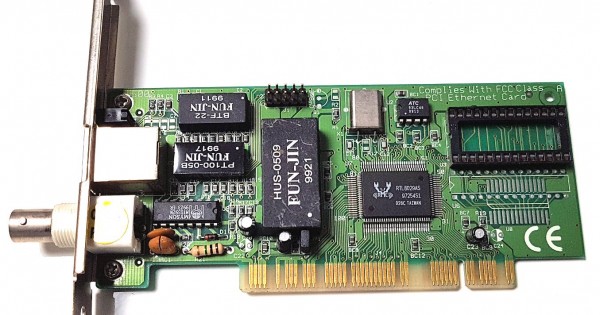 10 Megabit/s Ethernet PCI network card with RJ45 and BNC RTL8029AS ...